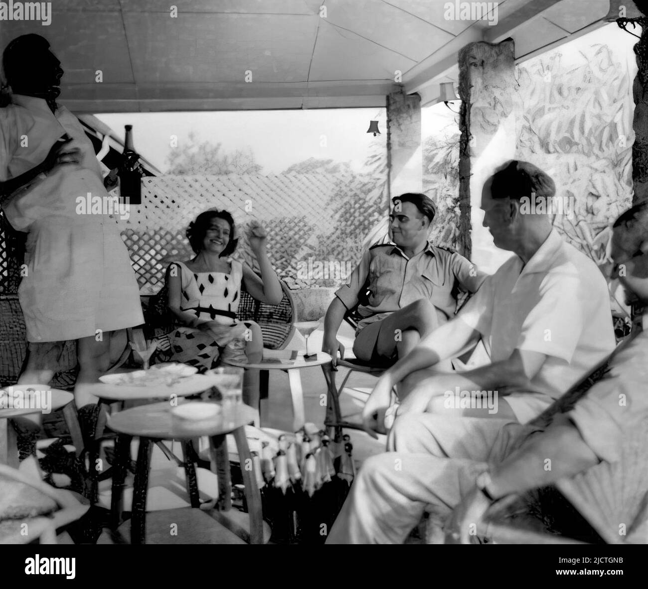 People relaxing in the Officers Mess in Burma Camp, Accra, Ghana, circa ...