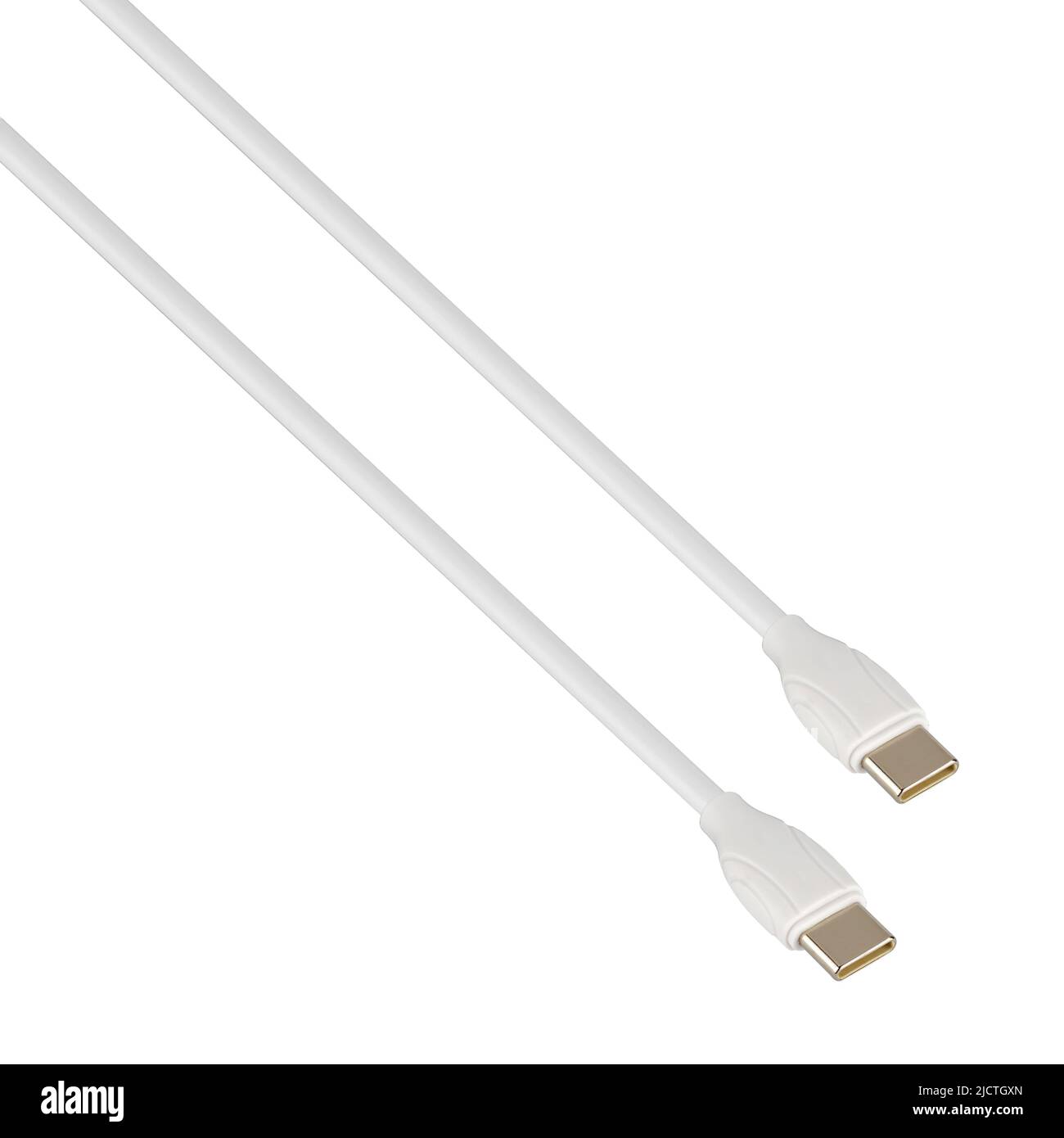 connector with cable, USB, Type-C, white color white background Stock ...