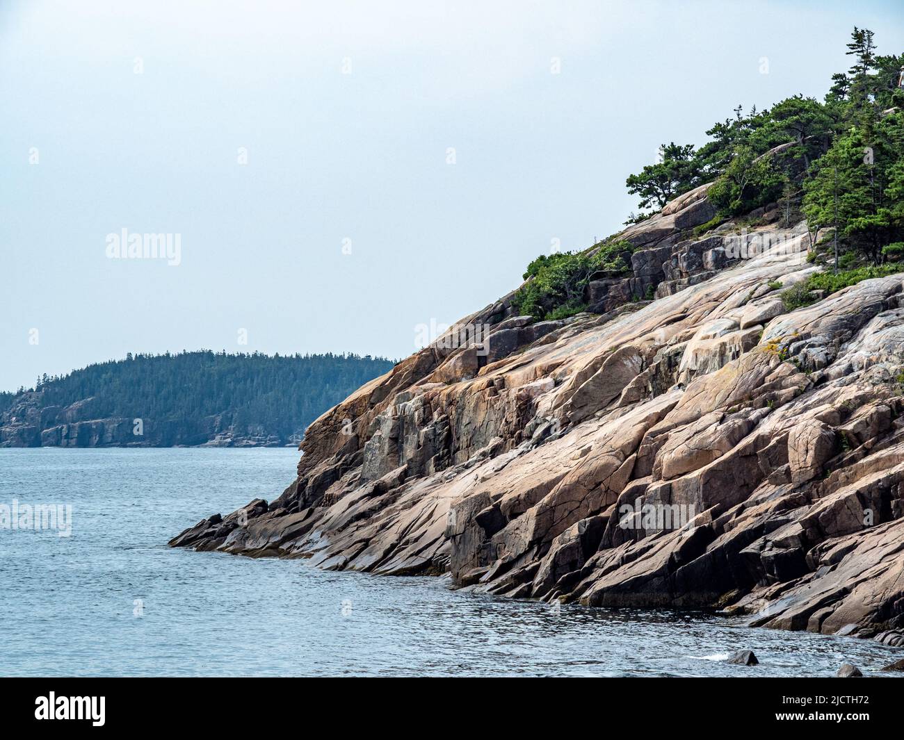Beautiful shoreline of Maine's rocky coast in the Untied States with ...