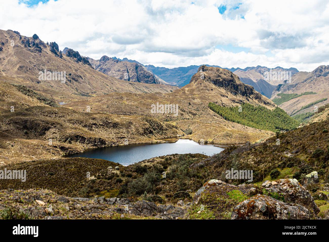 Cajas National Park on sunny day, Toreadora recreation zone. South ...