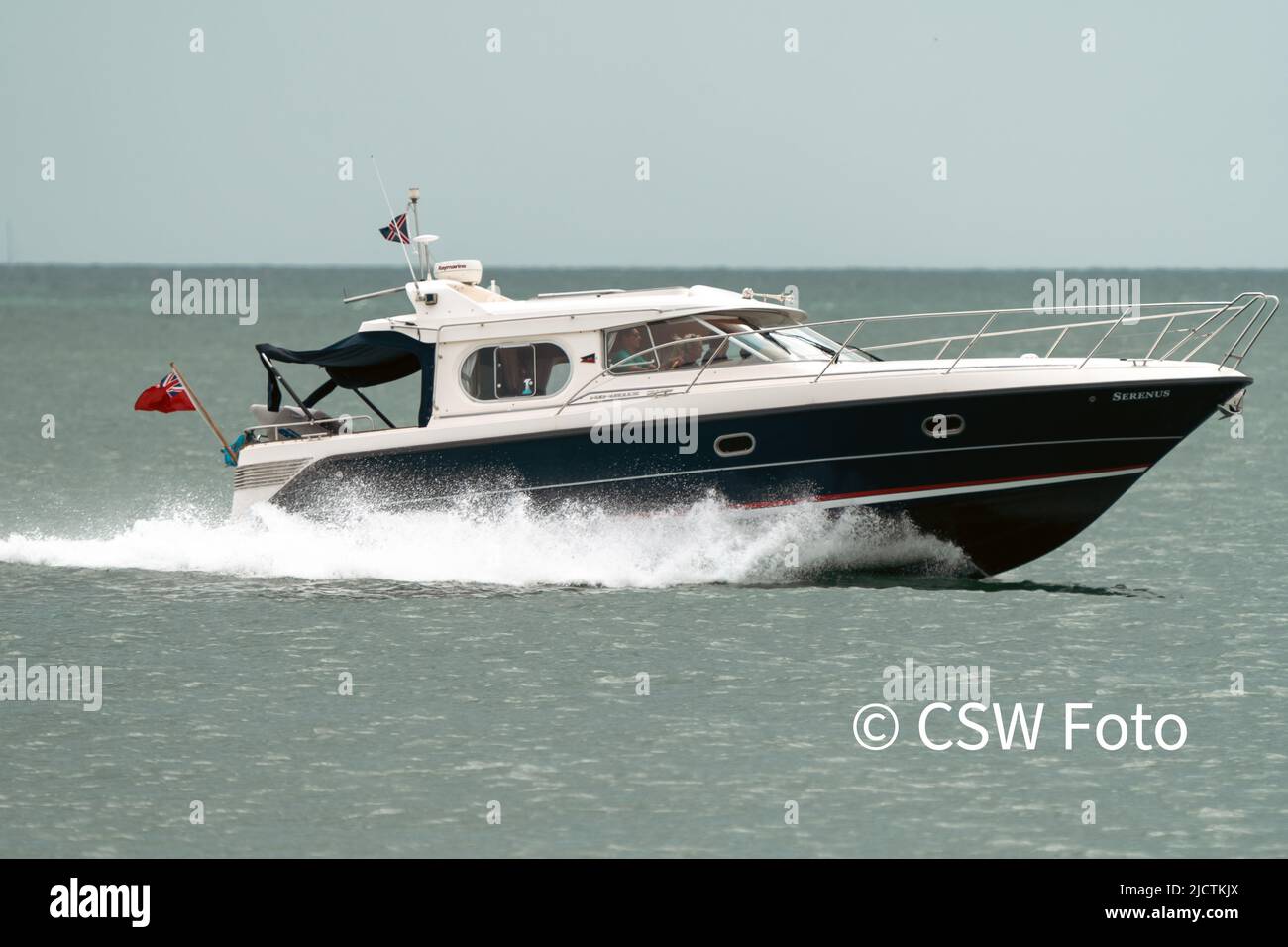 Speed Boat in sea Sandbanks Stock Photo - Alamy