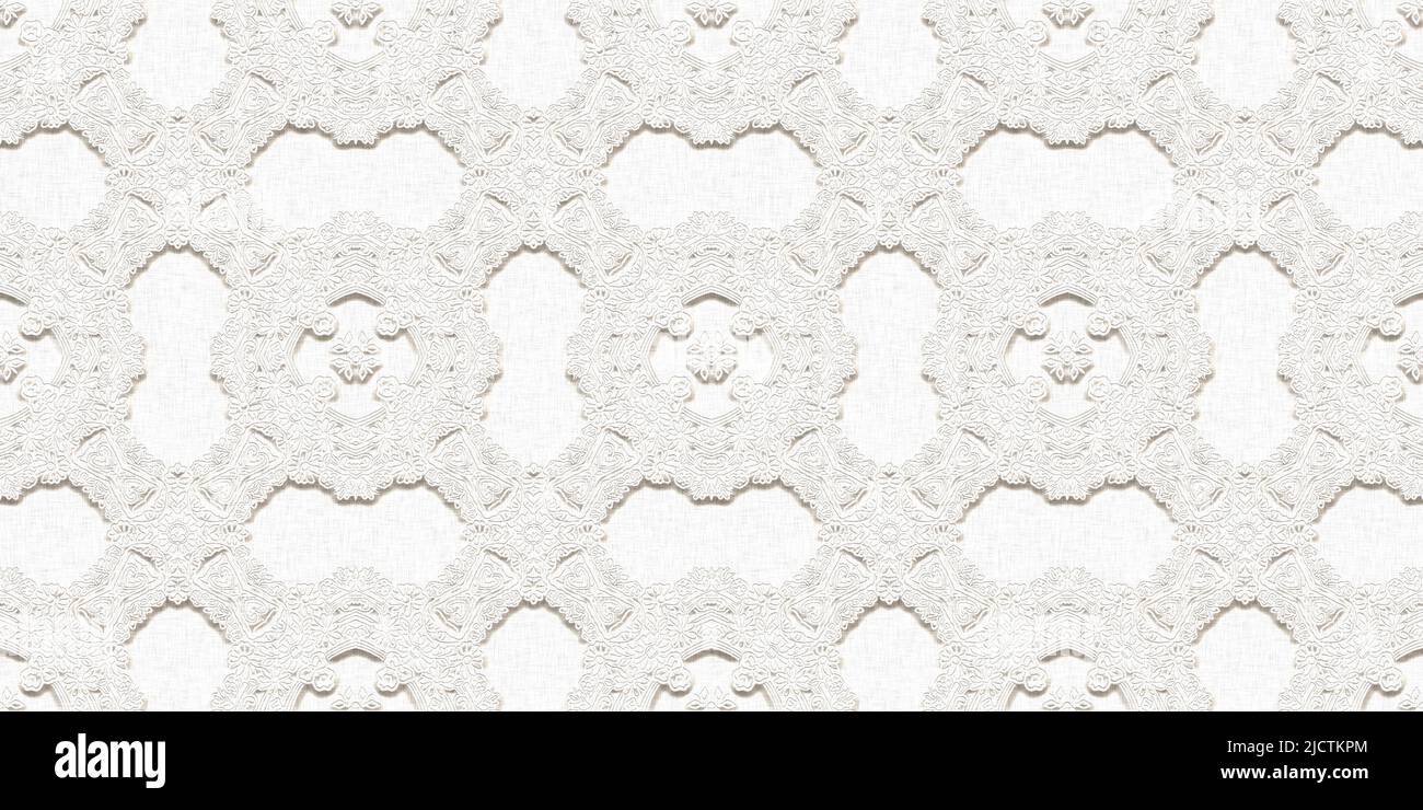 White on White linen lace effect border background. Minimal stylish ...