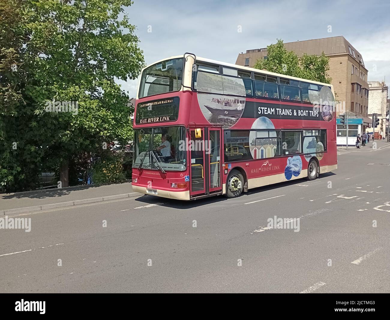 A Volvo double decker bus operated by Dartmouth Steam Railway used for ...