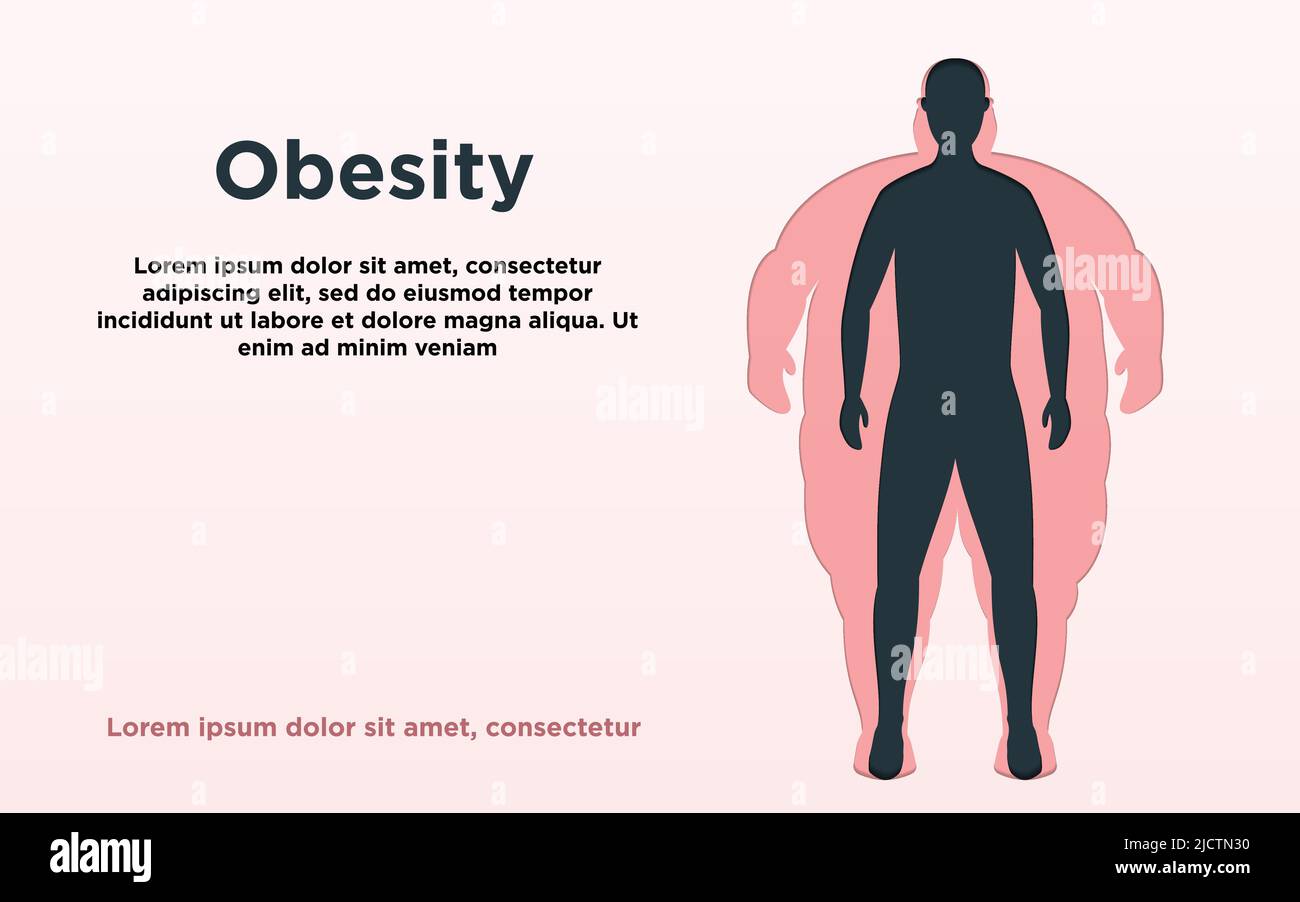 Poster with normal and obese person silhouette in paper style Stock ...