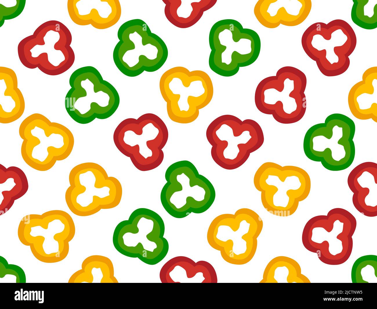 Pepper slices seamless pattern. Bell pepper rings on a white background ...