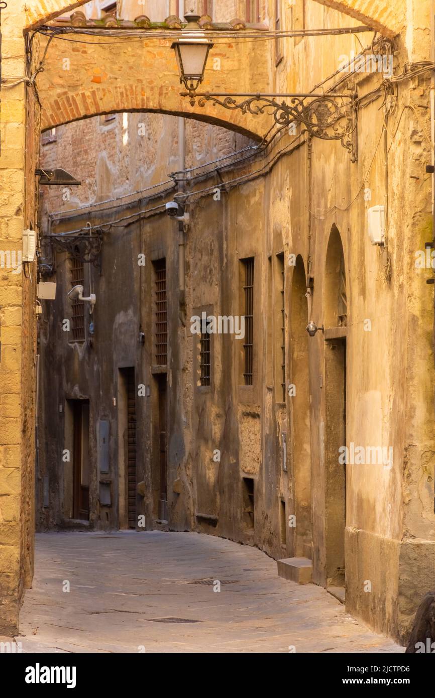 Typical ancient street in Pistoia city center, Tuscany, Italy Stock ...