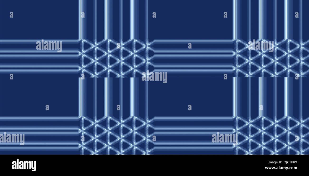 Bright blue and white shapes pattern with stripes and open rectangles ...