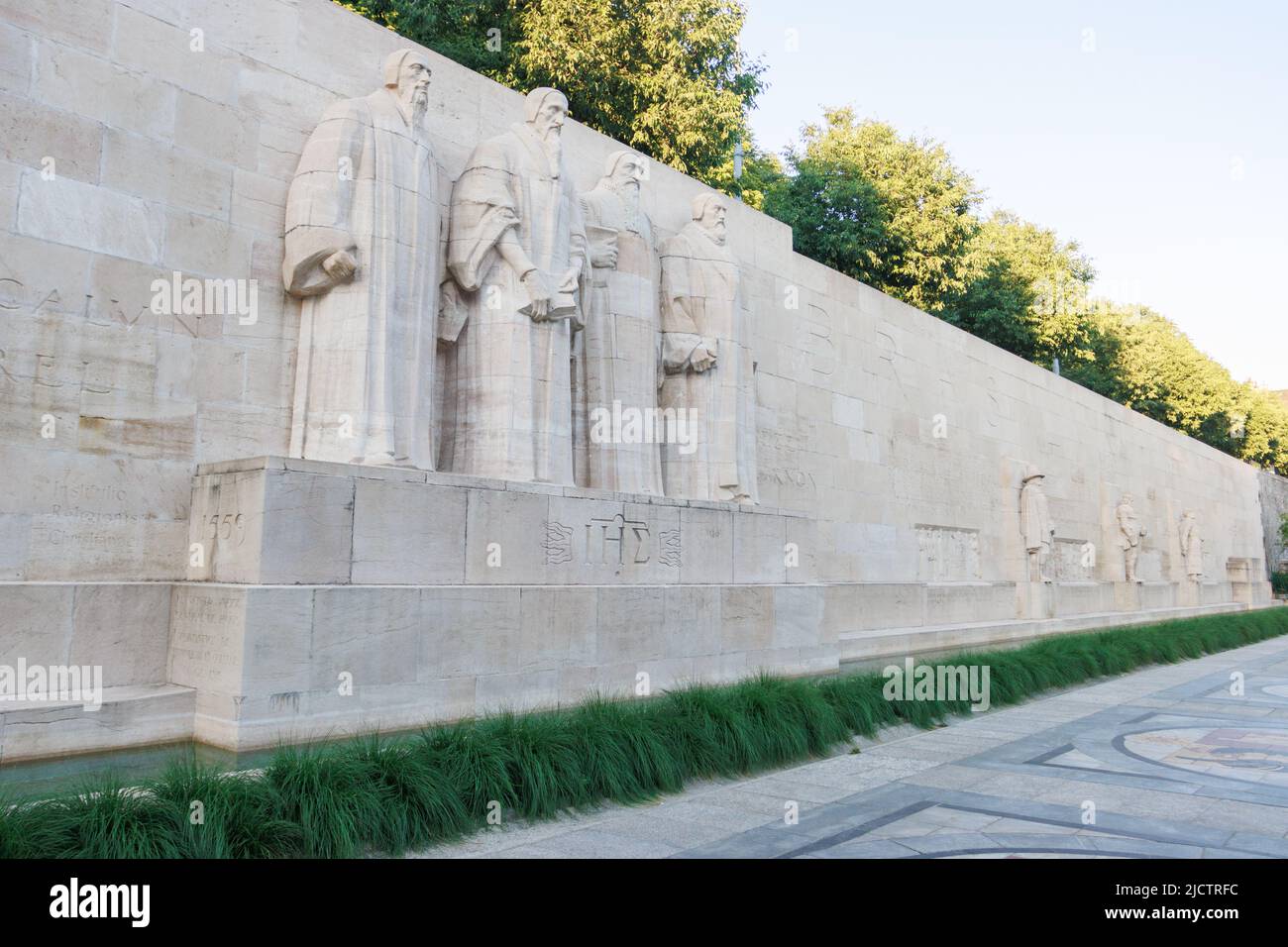 The Reformation Monument wall in the Parc des Bastions in Geneva ...