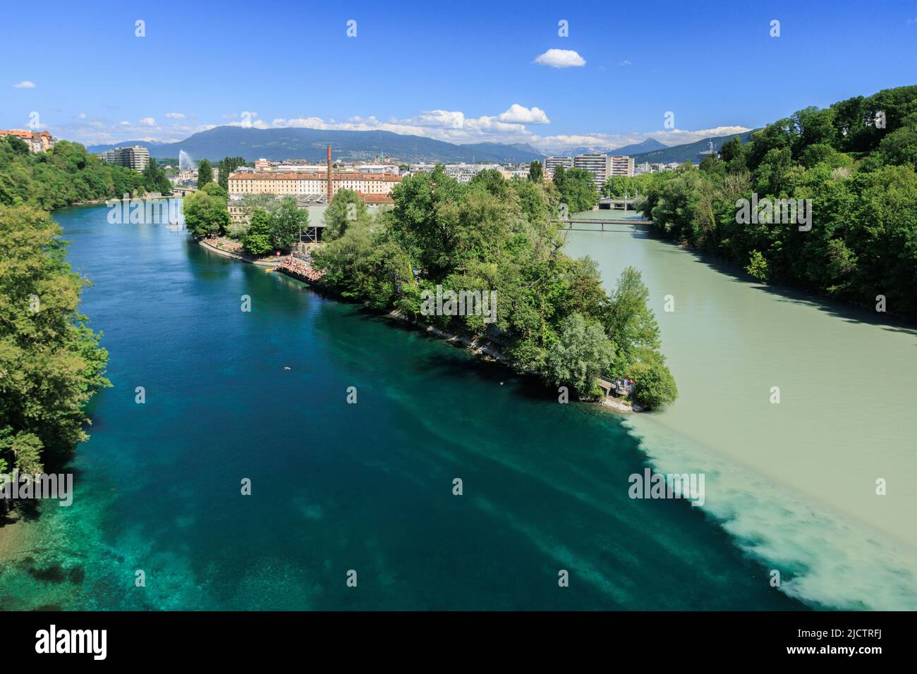 Pointe de la Jonction in Geneva, Switzerland - The point where the ...