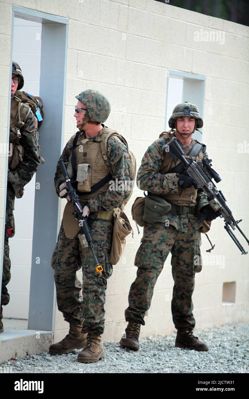 U.S. Marines with 1st Battalion, 8th Marine Regiment (1/8), 2D Marine Division, are entering a ...