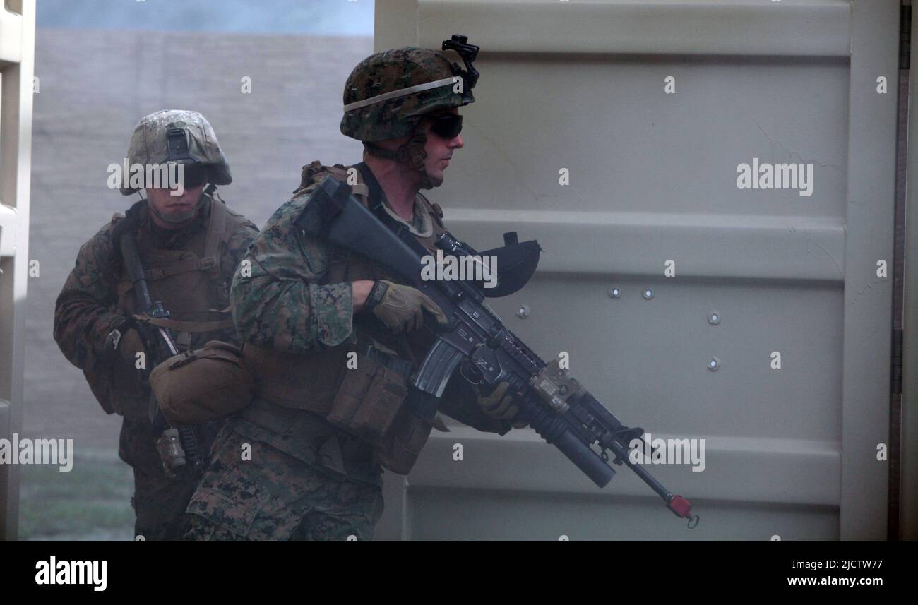 U.S. Marines with Bravo Company, 1st Battalion, 8th Marine Regiment (1/8), 2D Marine Division ...