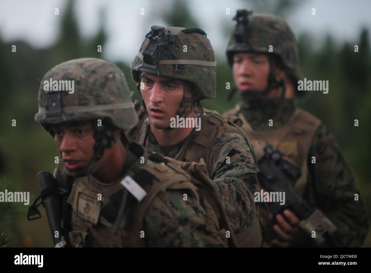 U.S. Marines with Bravo Company, 1st Battalion, 8th Marine Regiment (1/8), 2D Marine Division ...