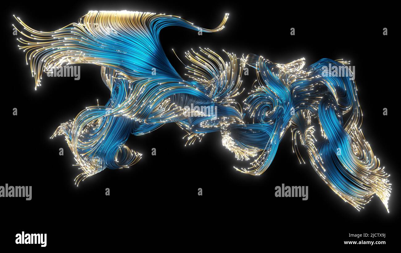 Beautiful abstract colored wires on a black background. Optical cable ...