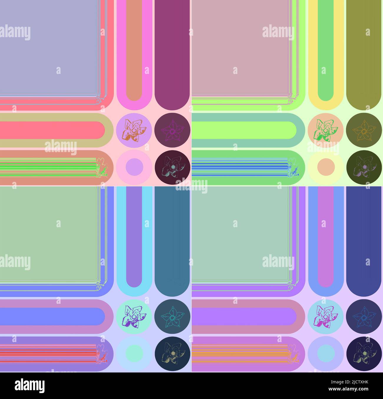 Four squares of different colors together make an interesting stripe ...