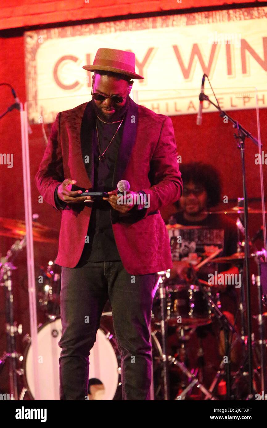 Singer Dwele performing live music at the City Winery Featuring: Singer ...