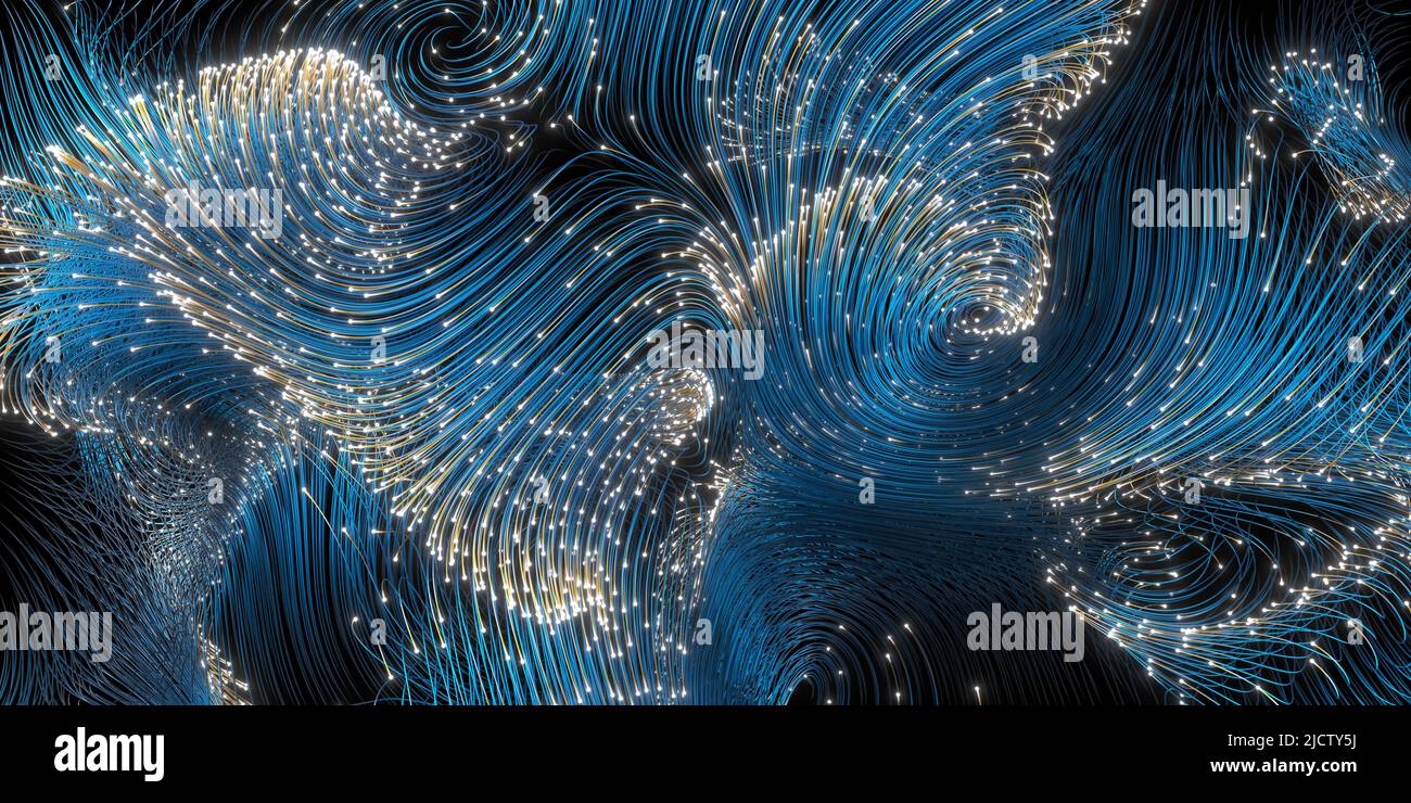 Beautiful abstract colored wires on a black background. Optical cable ...