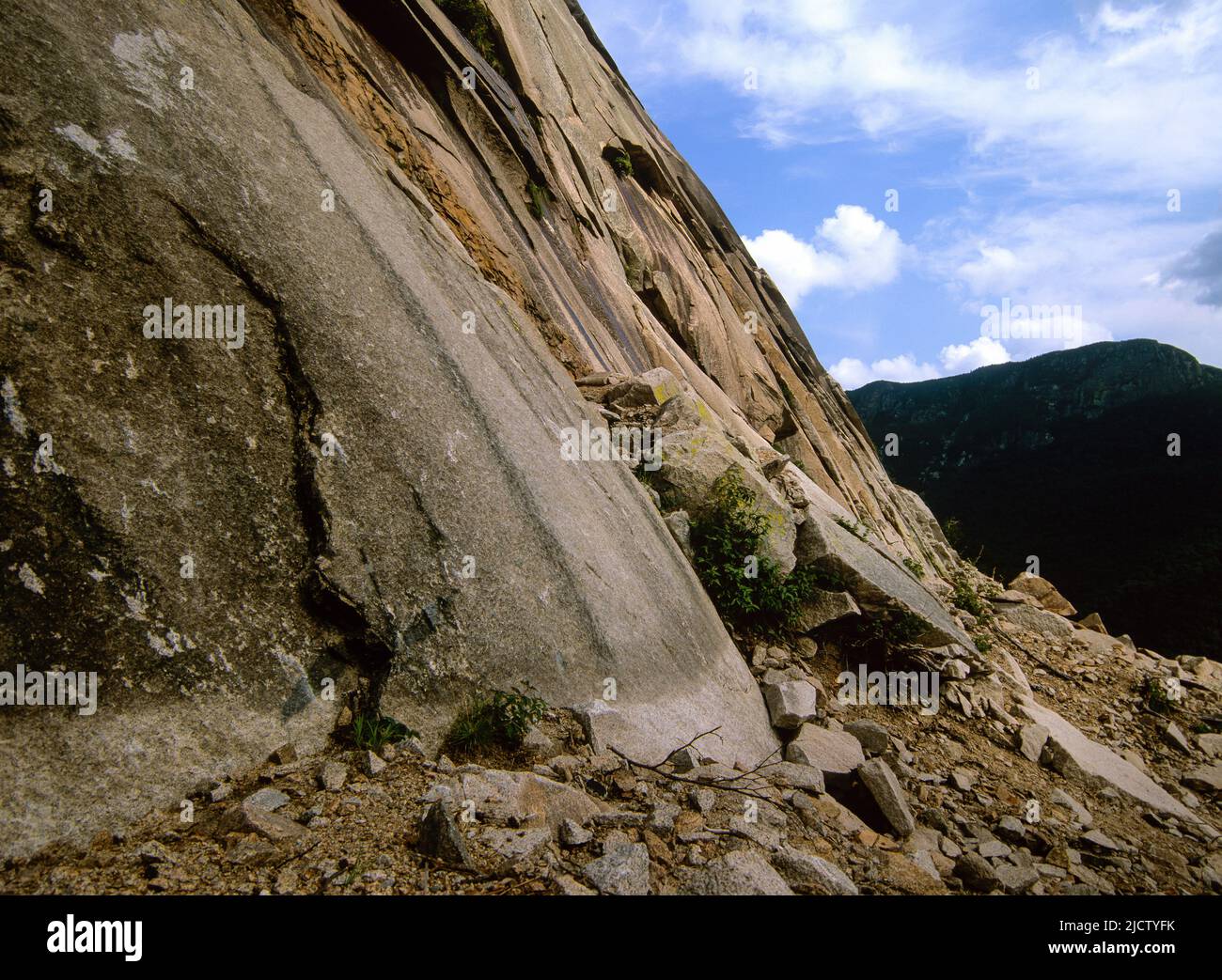The base of Cannon Cliffs, which is on the side of Cannon Mountain in ...