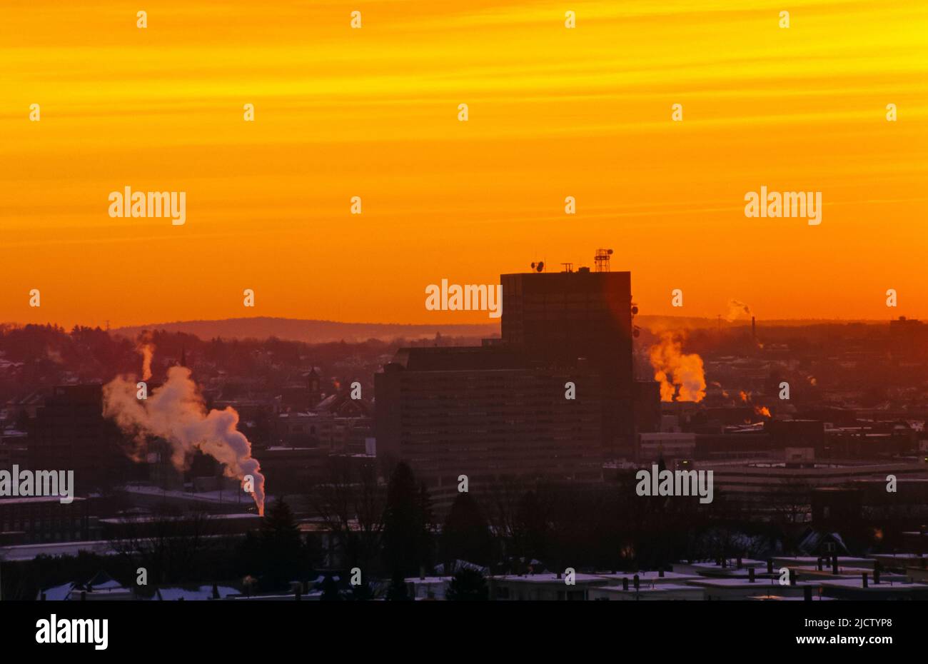 Manchester, New Hampshire USA at sunrise from Rock Rimmon Park. This ...