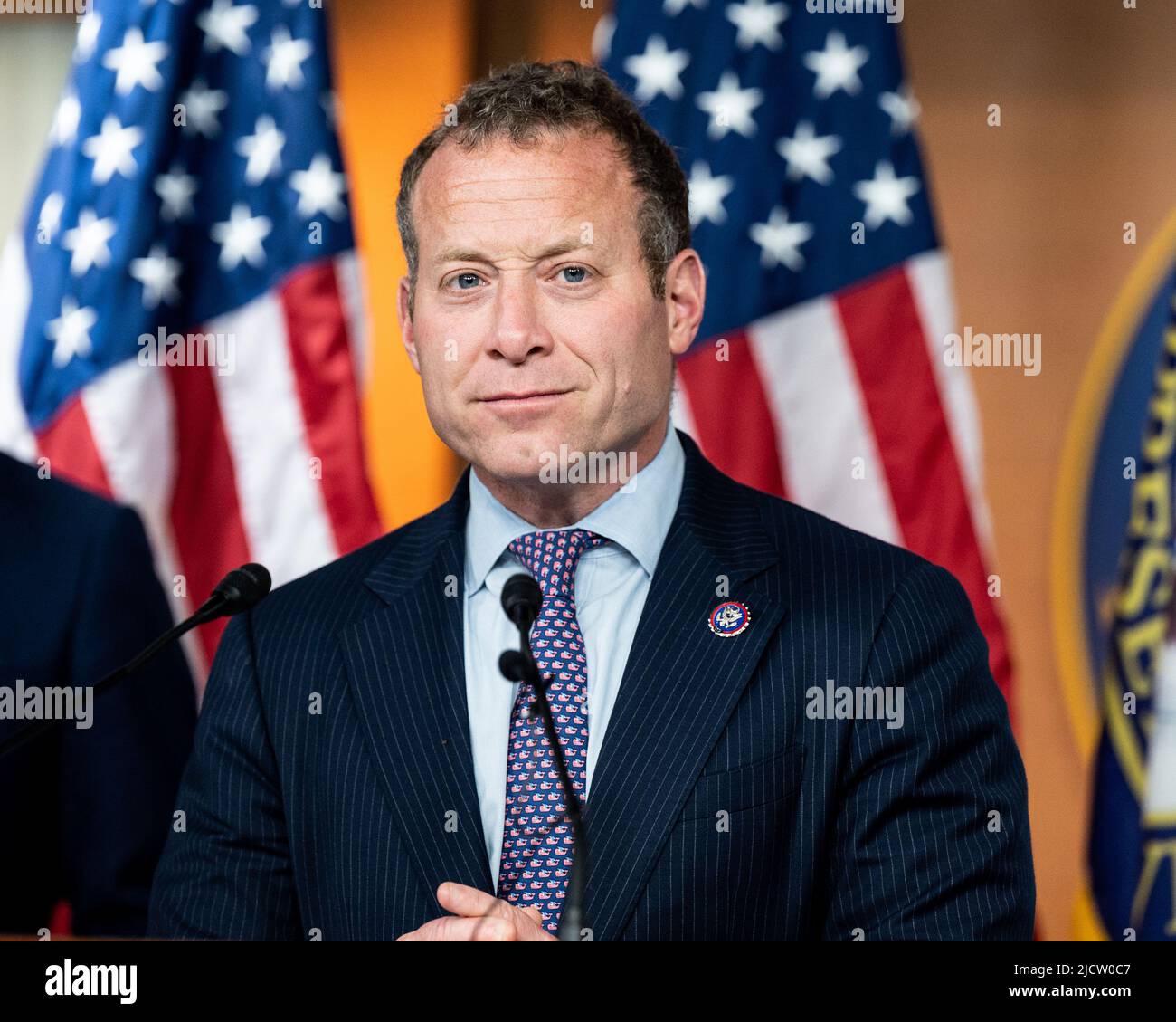 U.S. Representative Josh Gottheimer (D-NJ) speaking at a press ...