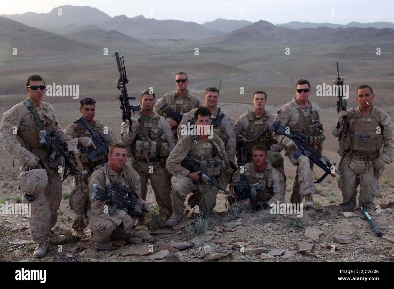 US Marines pose for a photograph in Kajaki, Helmond Province ...