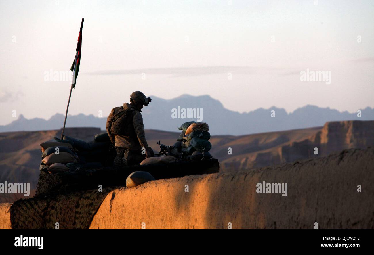 A U.S. Marine with the Police Advisory Team 2 (PAT 2) (right), 1st ...