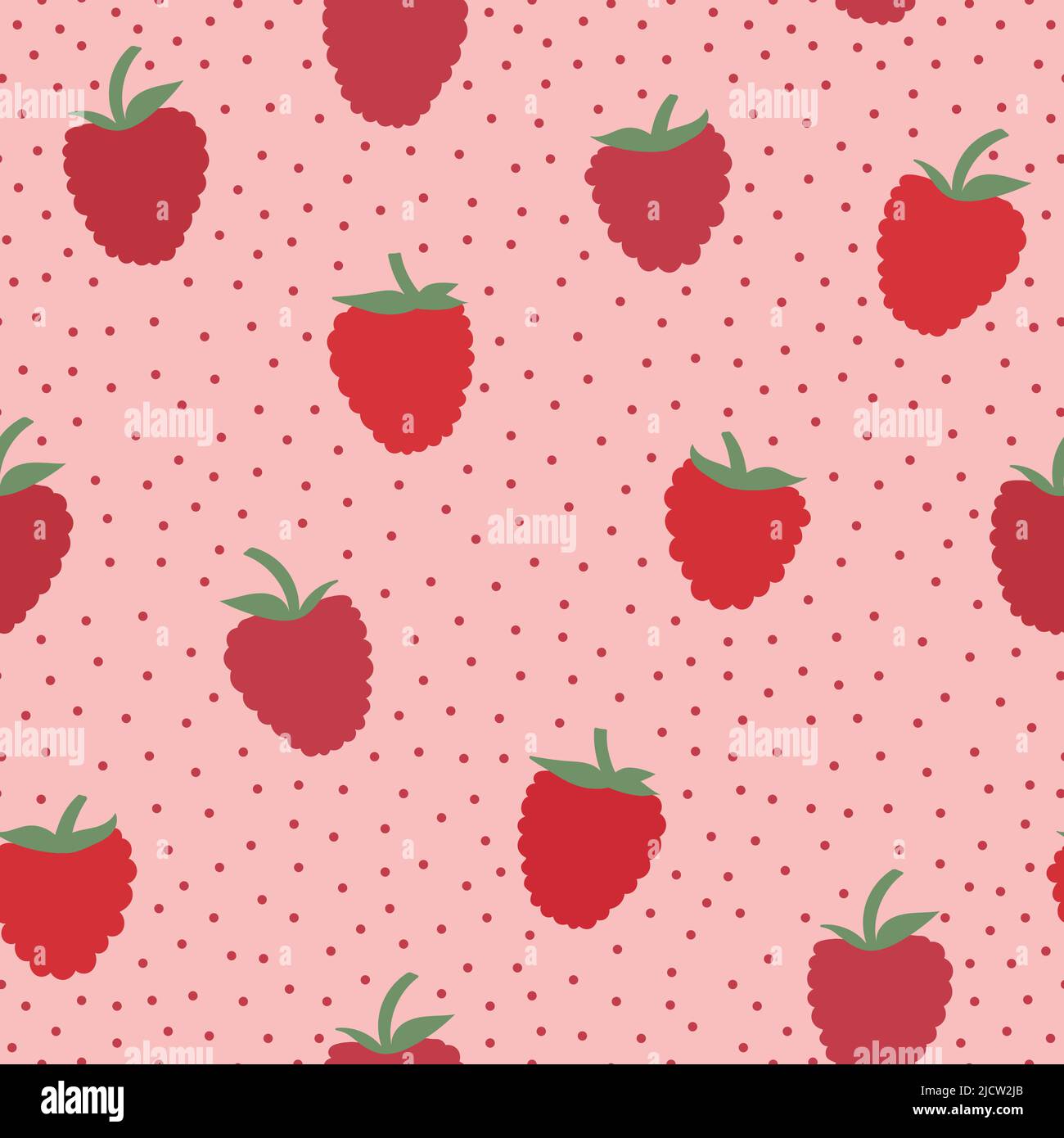 Cute pink and red raspberry seamless vector pattern. Sweet berry ...