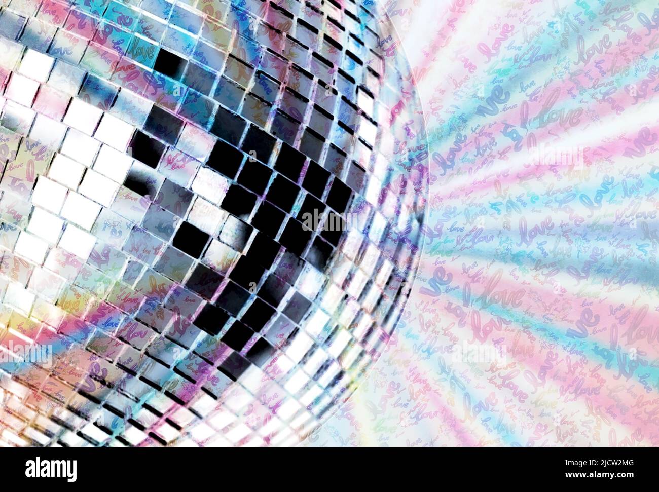 Retro disco ball love rainbow background Stock Photo - Alamy