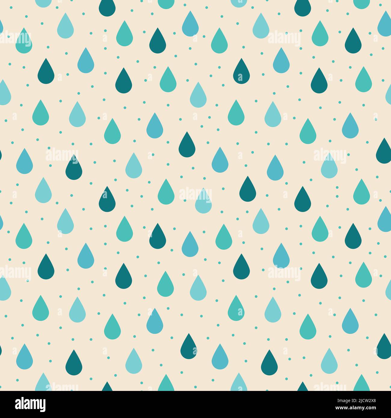 Cute raindrop seamless vector pattern. Aqua blue and teal tear drop ...