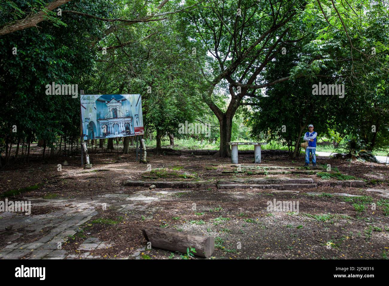 ARMERO, COLOMBIA - MAY, 2022: Tourist guide at the remains of the San ...