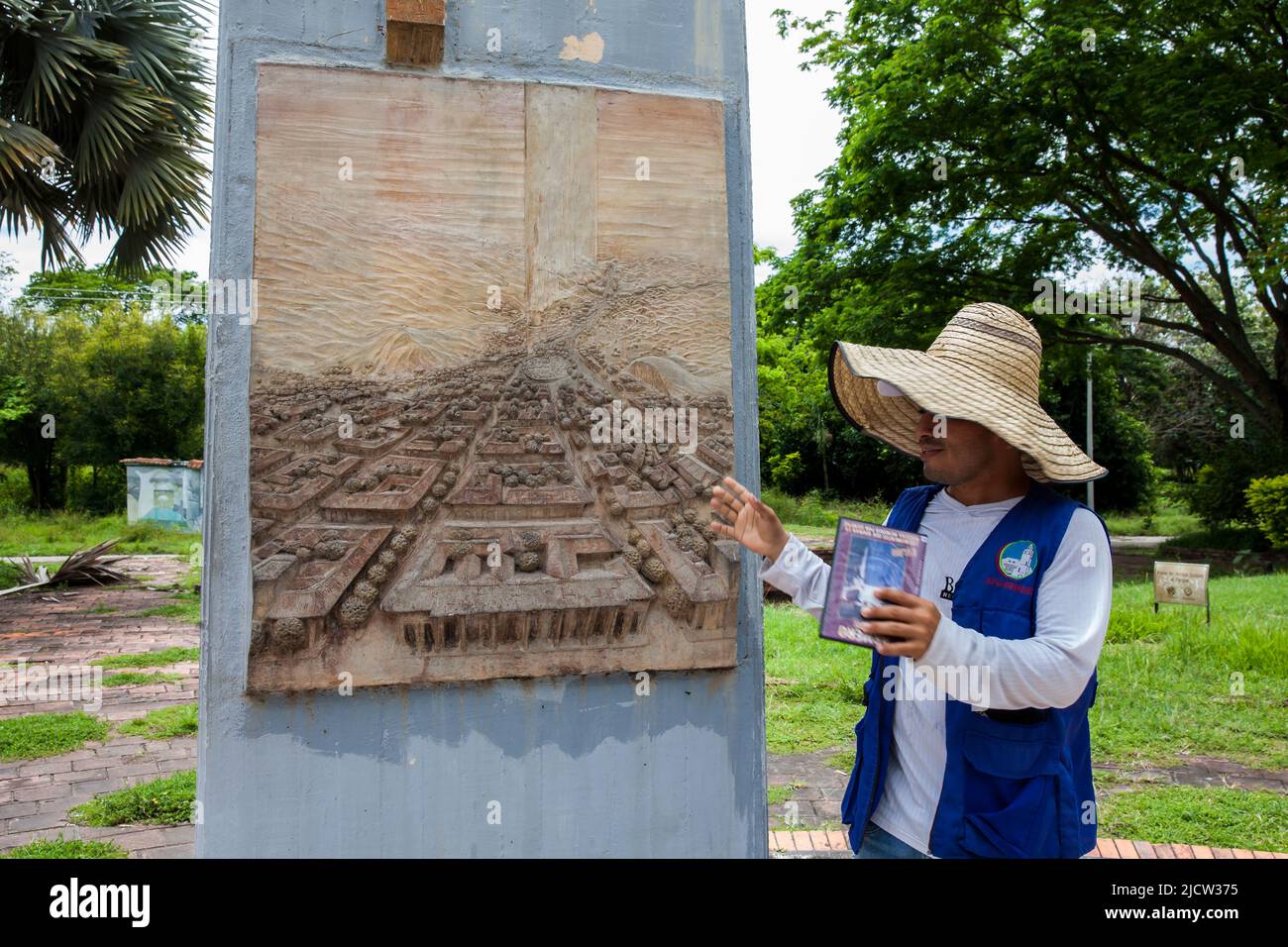 ARMERO, COLOMBIA - MAY, 2022: Tour guide talking at the commemorative ...