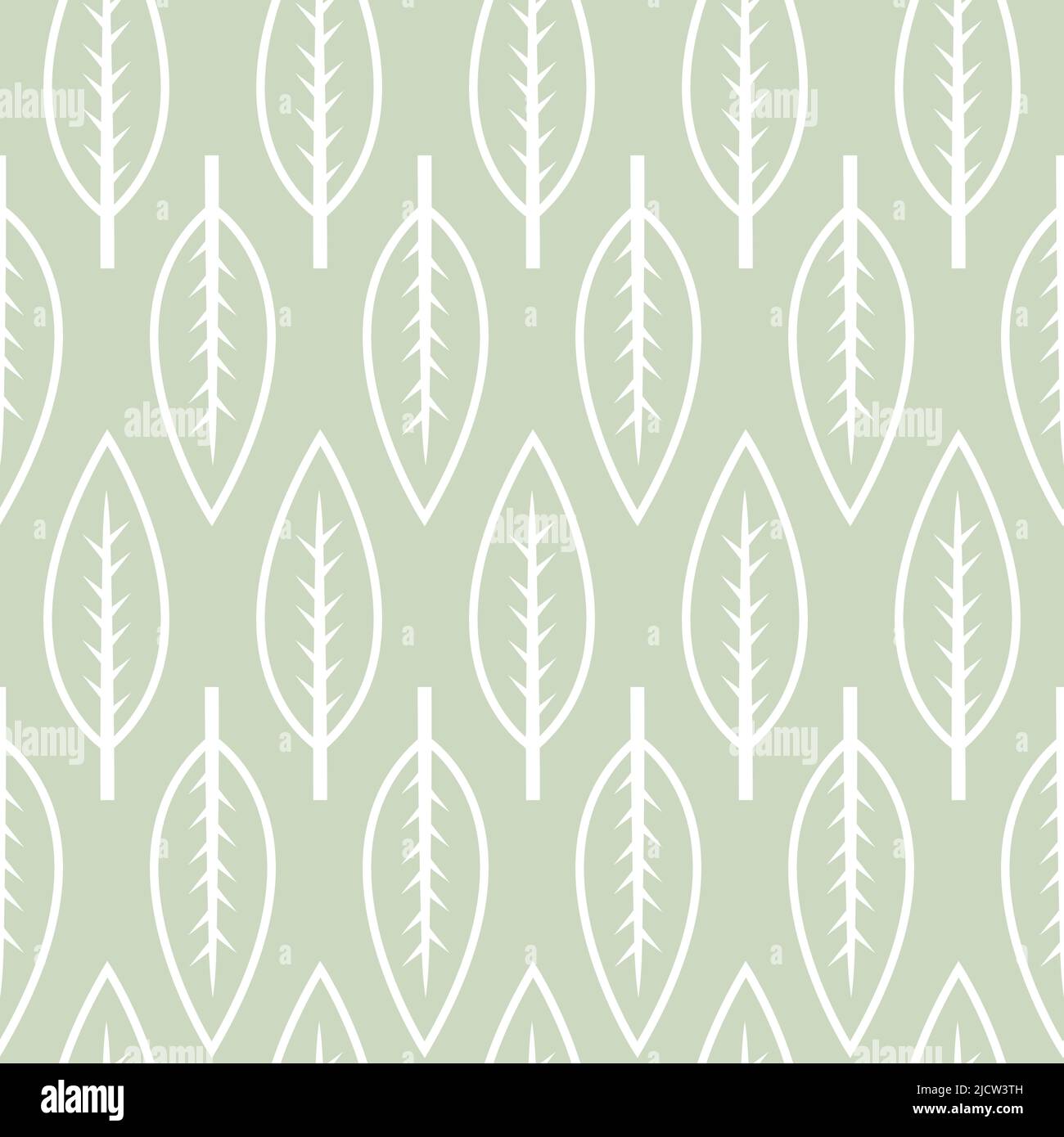Sage green geometric leaf seamless vector pattern. Simple, modern ...