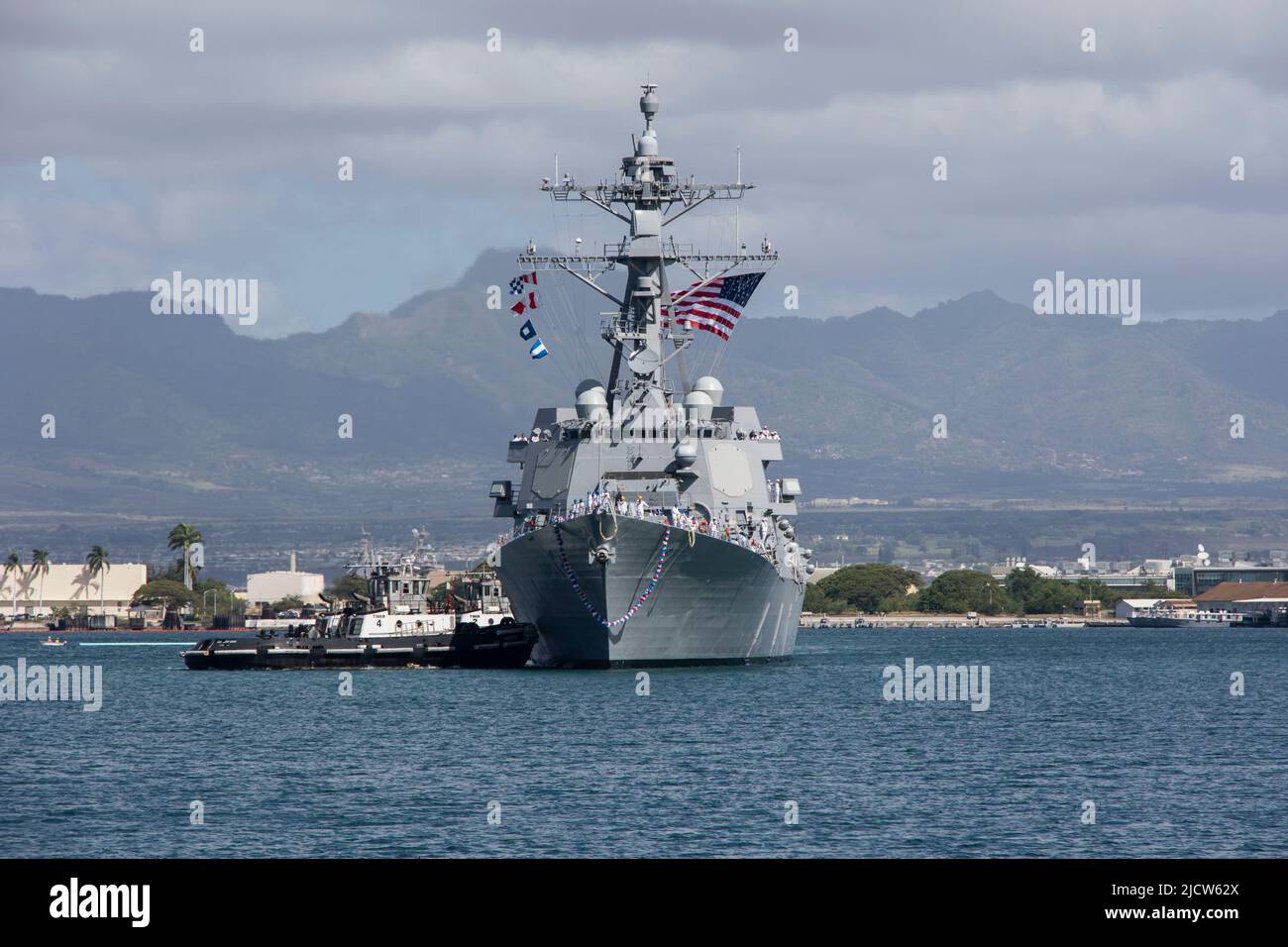 The Arleigh Burke-class guided-missile destroyer USS Frank E. Petersen ...