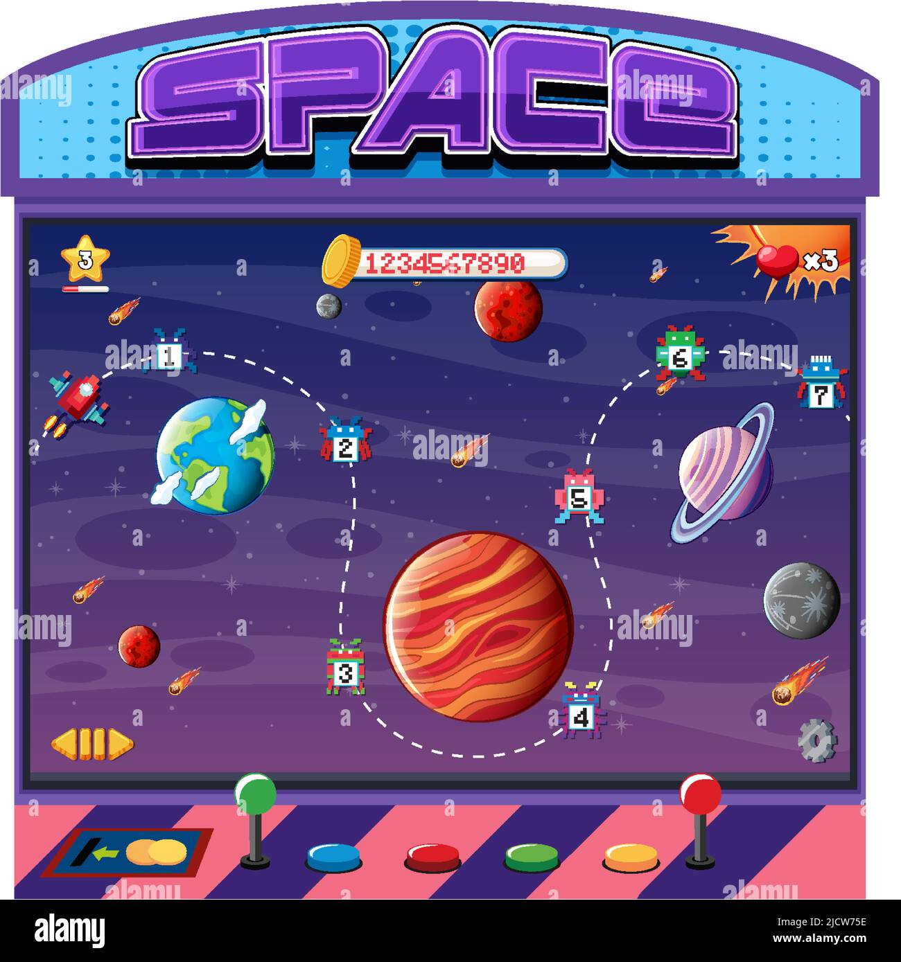 Retro arcade space game illustration Stock Vector Image & Art - Alamy