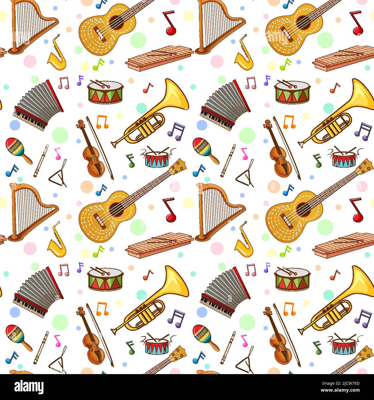 Different music instruments seamless pattern illustration Stock Vector ...