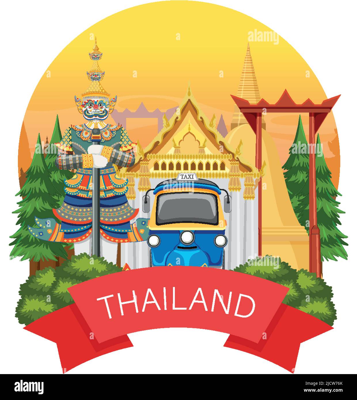 Bangkok Thailand Landmark Logo Banner illustration Stock Vector Image ...