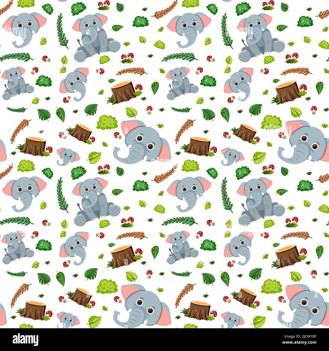 Elephant cute animal seamless pattern illustration Stock Vector Image ...