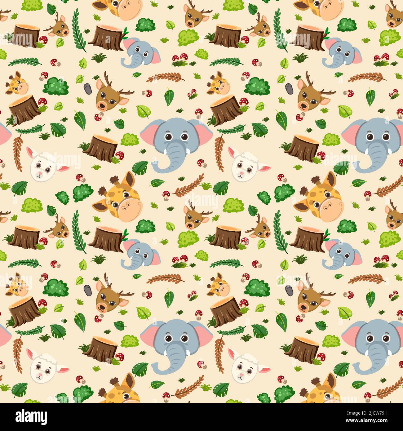 Cute animals seamless pattern illustration Stock Vector Image & Art - Alamy