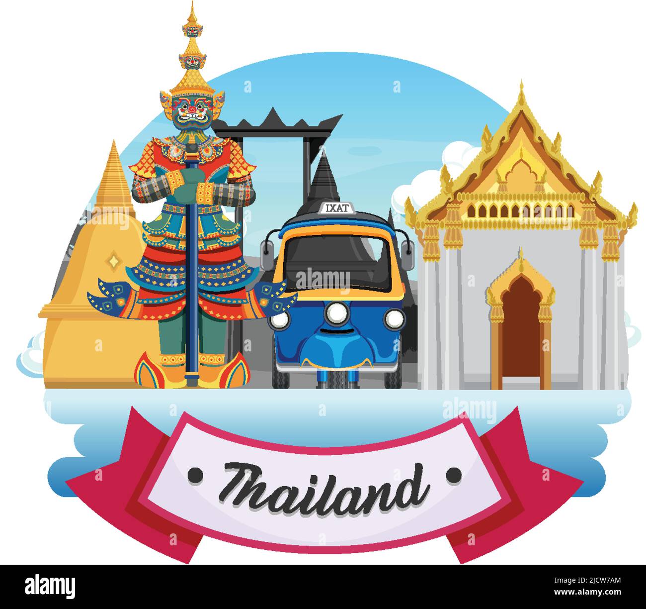 Bangkok Thailand Landmark Logo Banner illustration Stock Vector Image ...