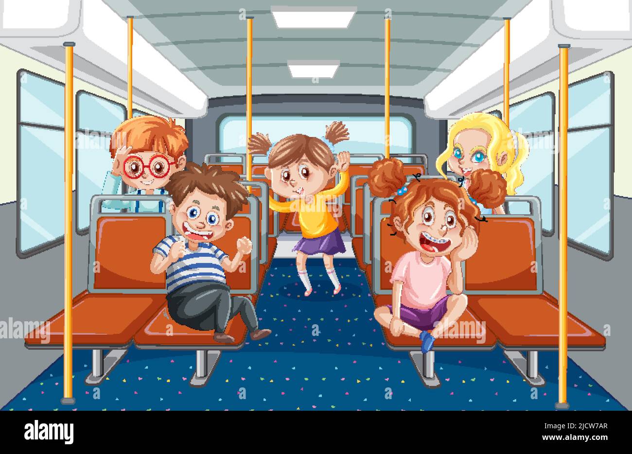 Inside bus with people cartoon illustration Stock Vector Image & Art ...