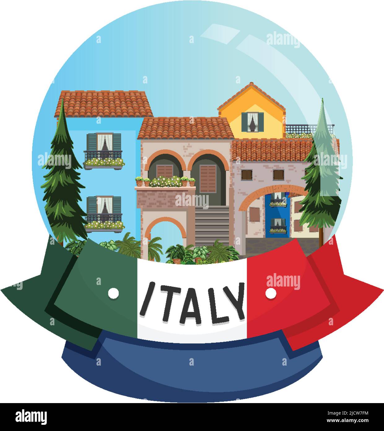 Italy banner label with house buildings illustration Stock Vector Image ...