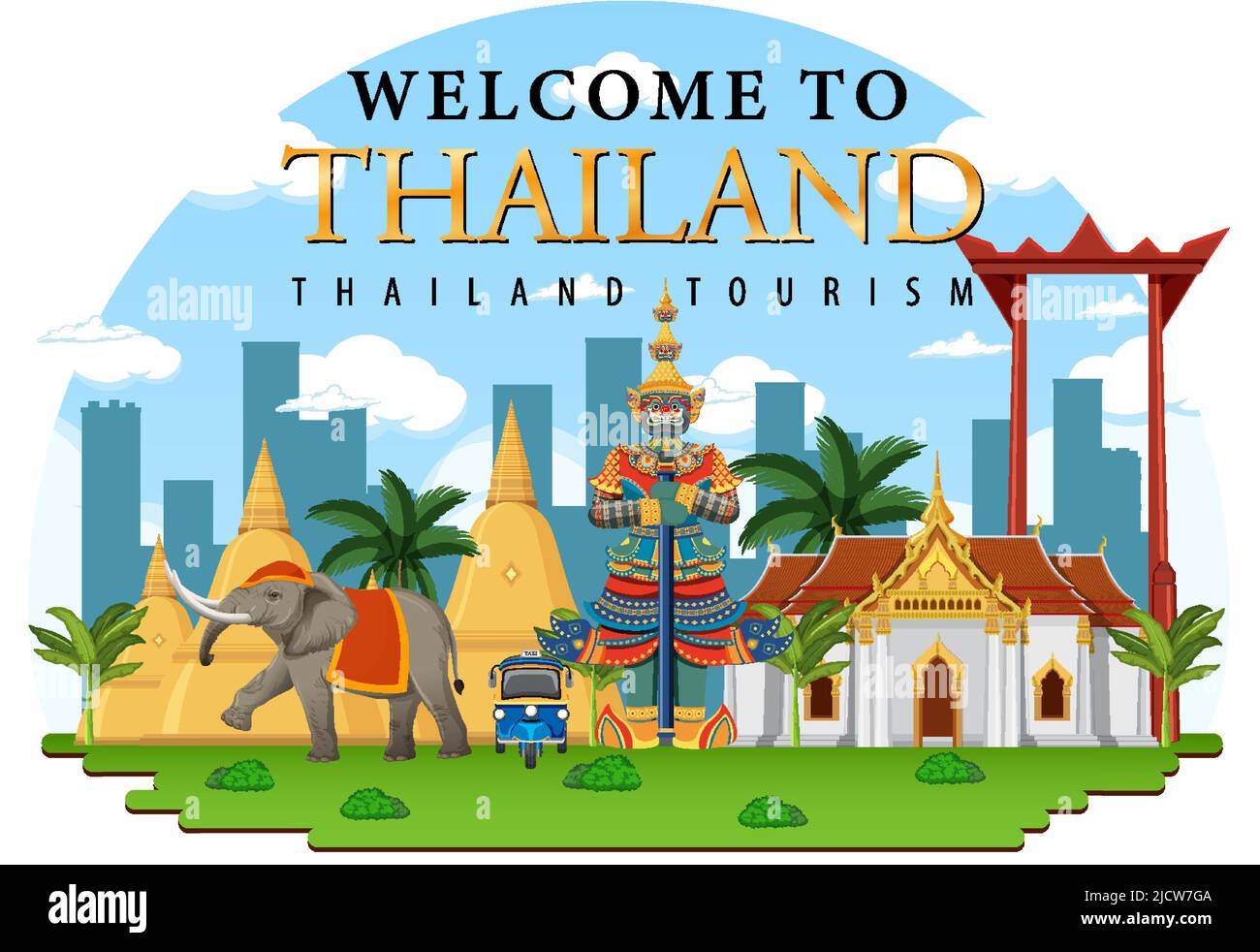 Bangkok Thailand Landmark Logo Banner illustration Stock Vector Image ...