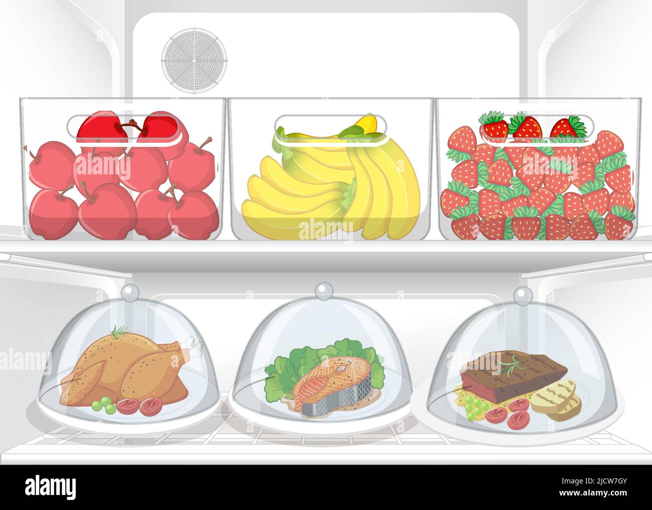 Inside of refrigerator with foods illustration Stock Vector Image & Art ...