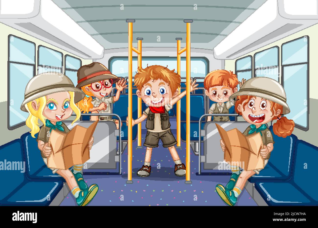 Inside bus with people cartoon illustration Stock Vector Image & Art ...