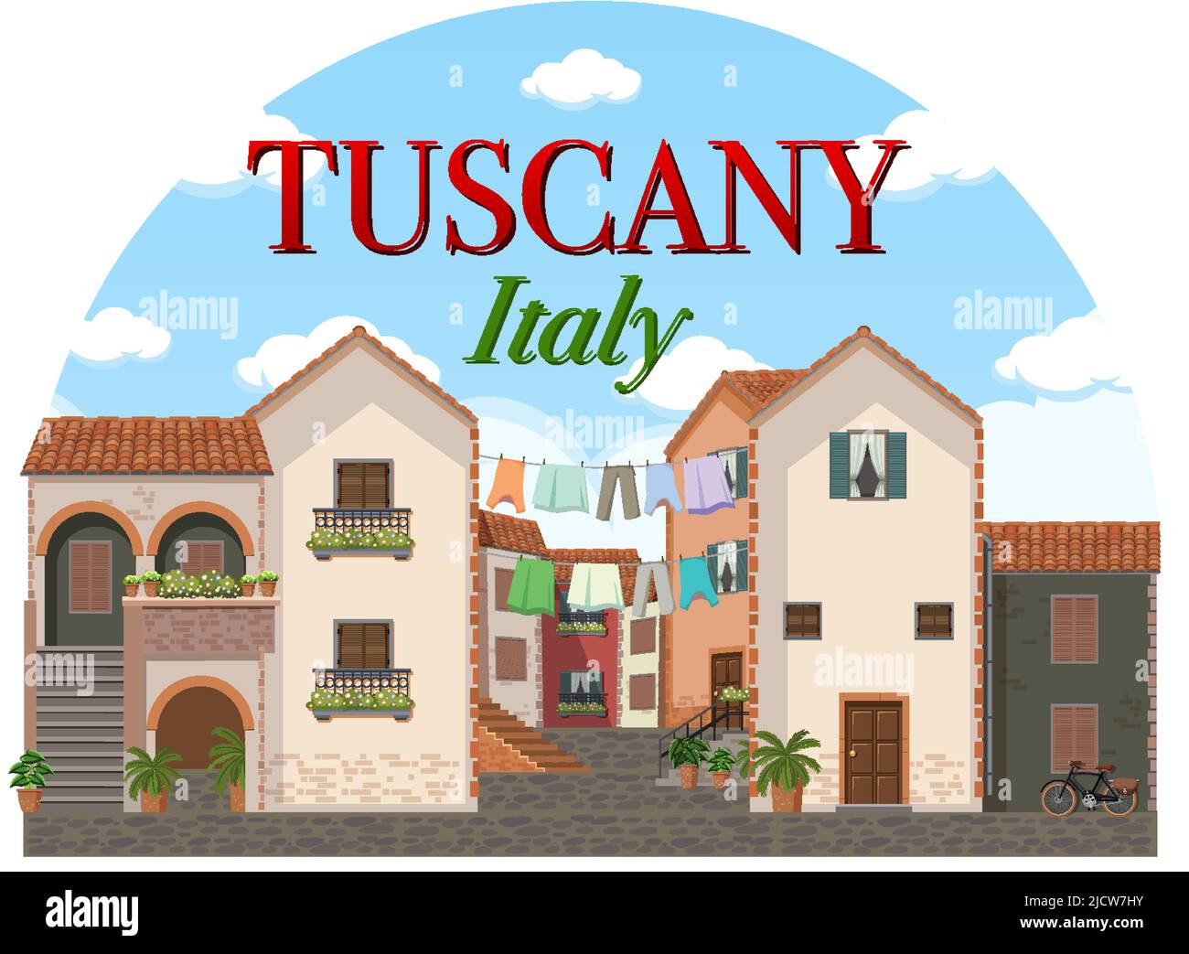 Tuscany Italy Landmark Logo Banner illustration Stock Vector Image ...