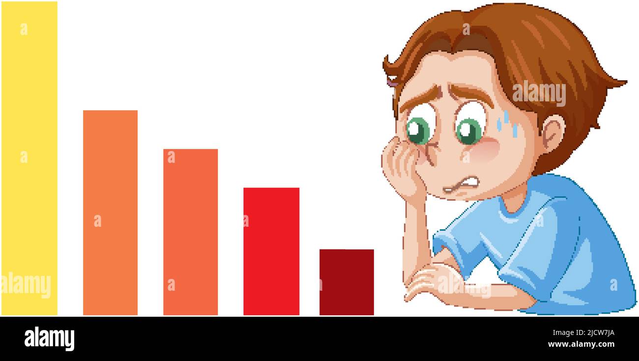 Stressed man with bar chart illustration Stock Vector Image & Art - Alamy