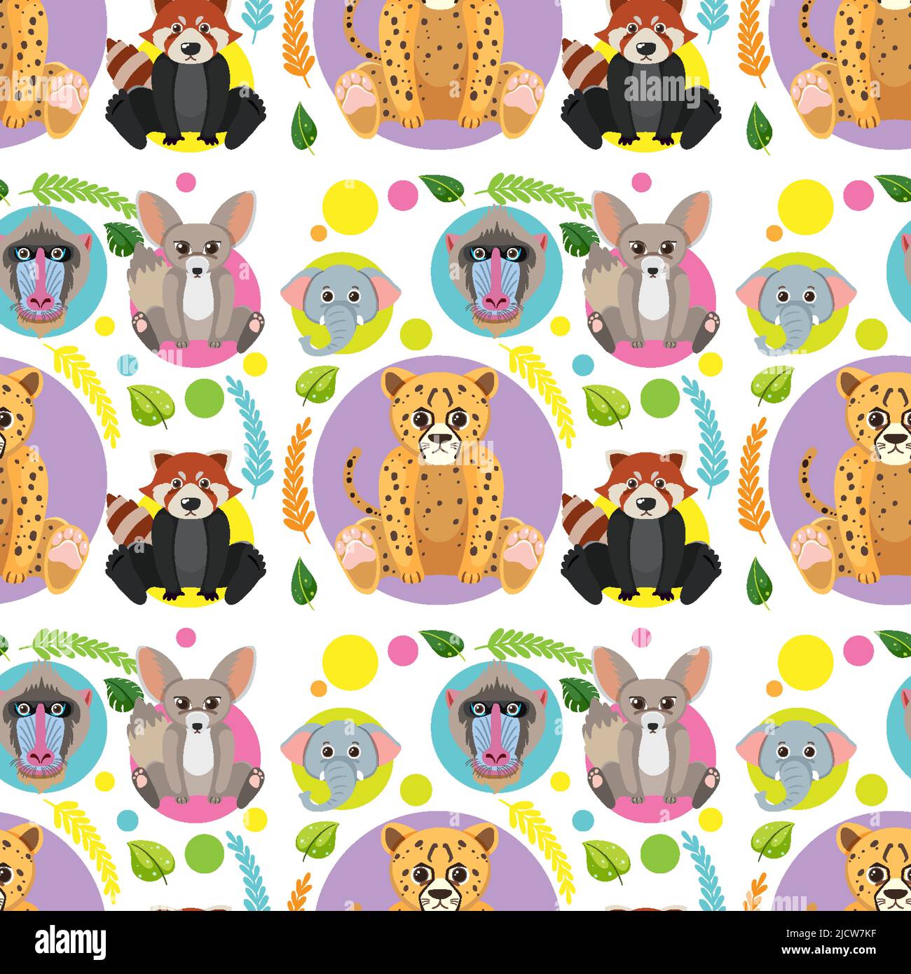 Cute animals seamless pattern illustration Stock Vector Image & Art - Alamy