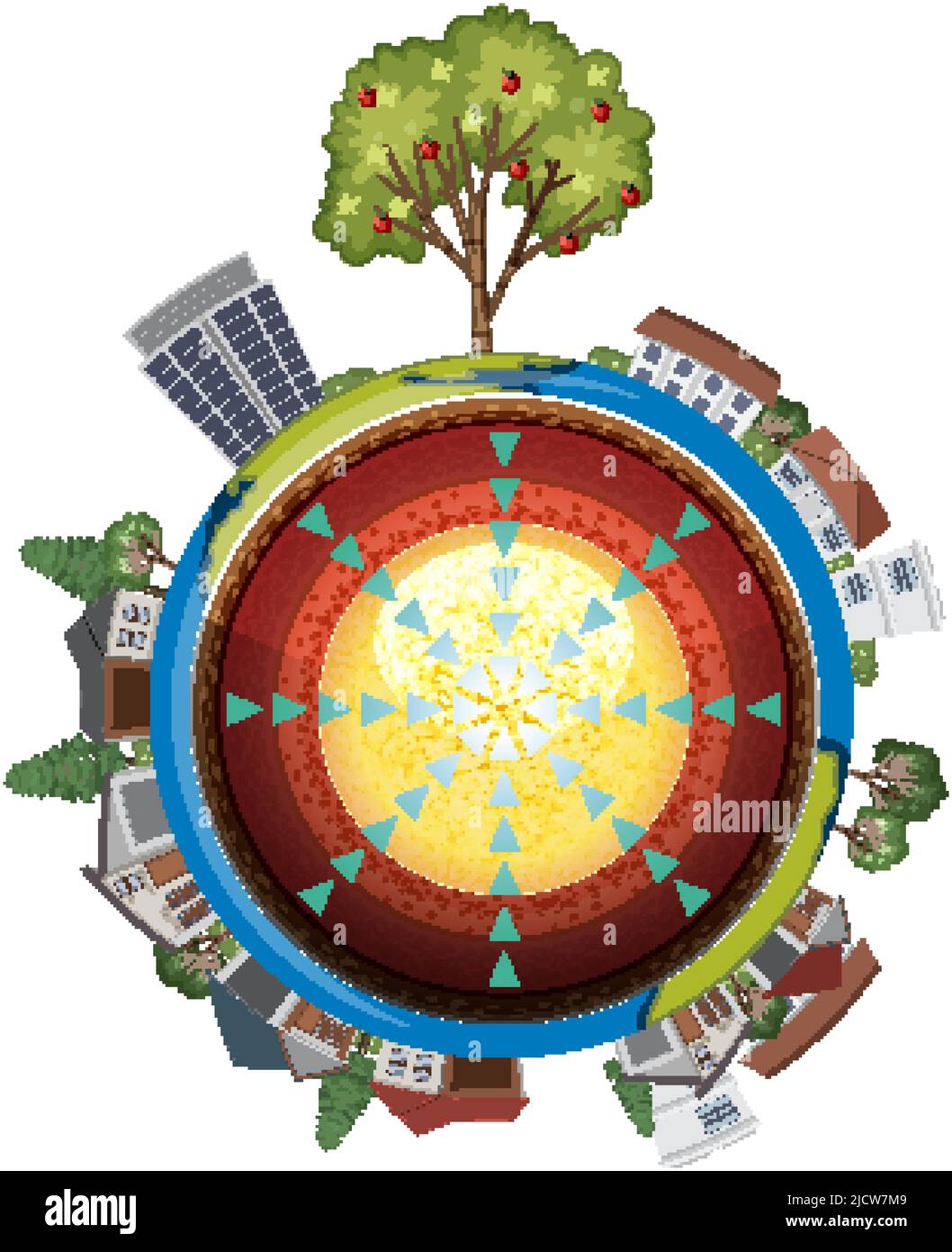 Earth with earth's inner core isolated illustration Stock Vector Image ...