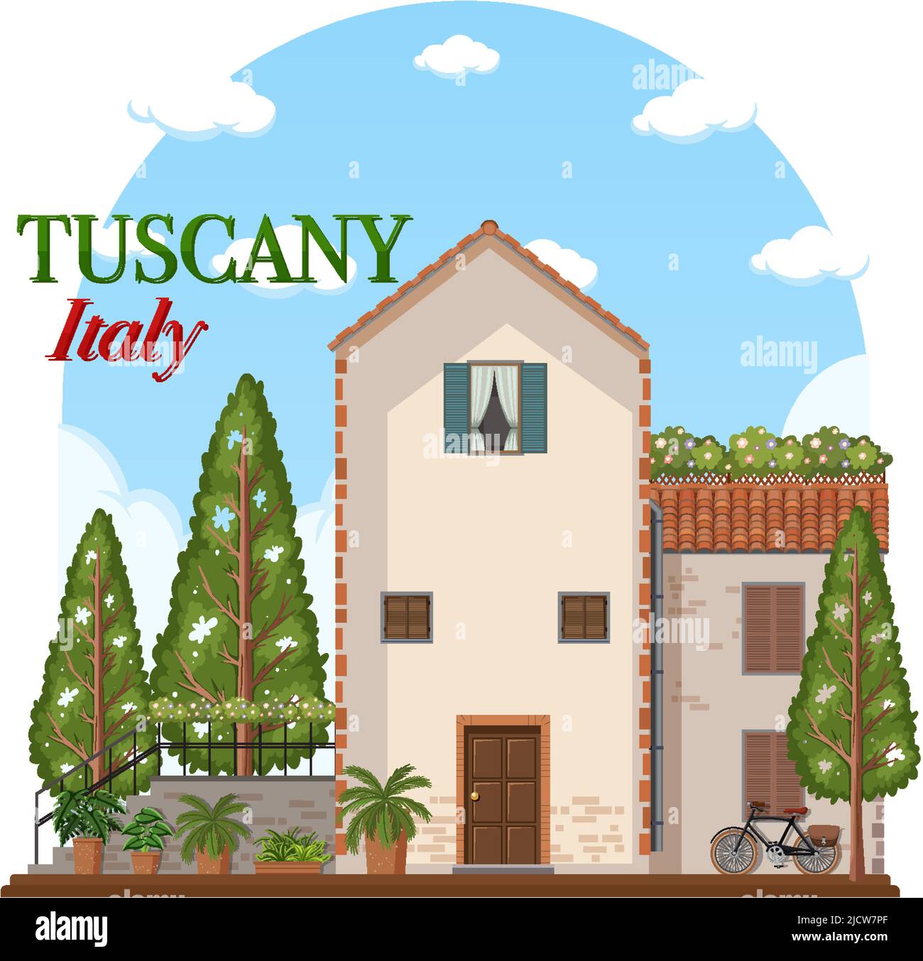 Tuscany Italy Landmark Logo Banner illustration Stock Vector Image ...