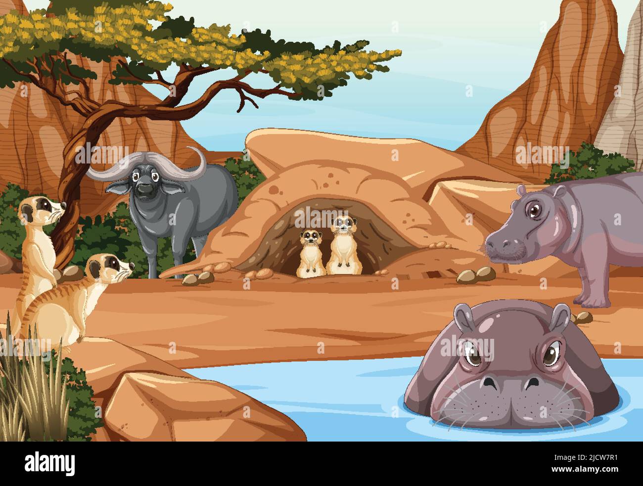 Dryland forest with animals illustration Stock Vector Image & Art - Alamy