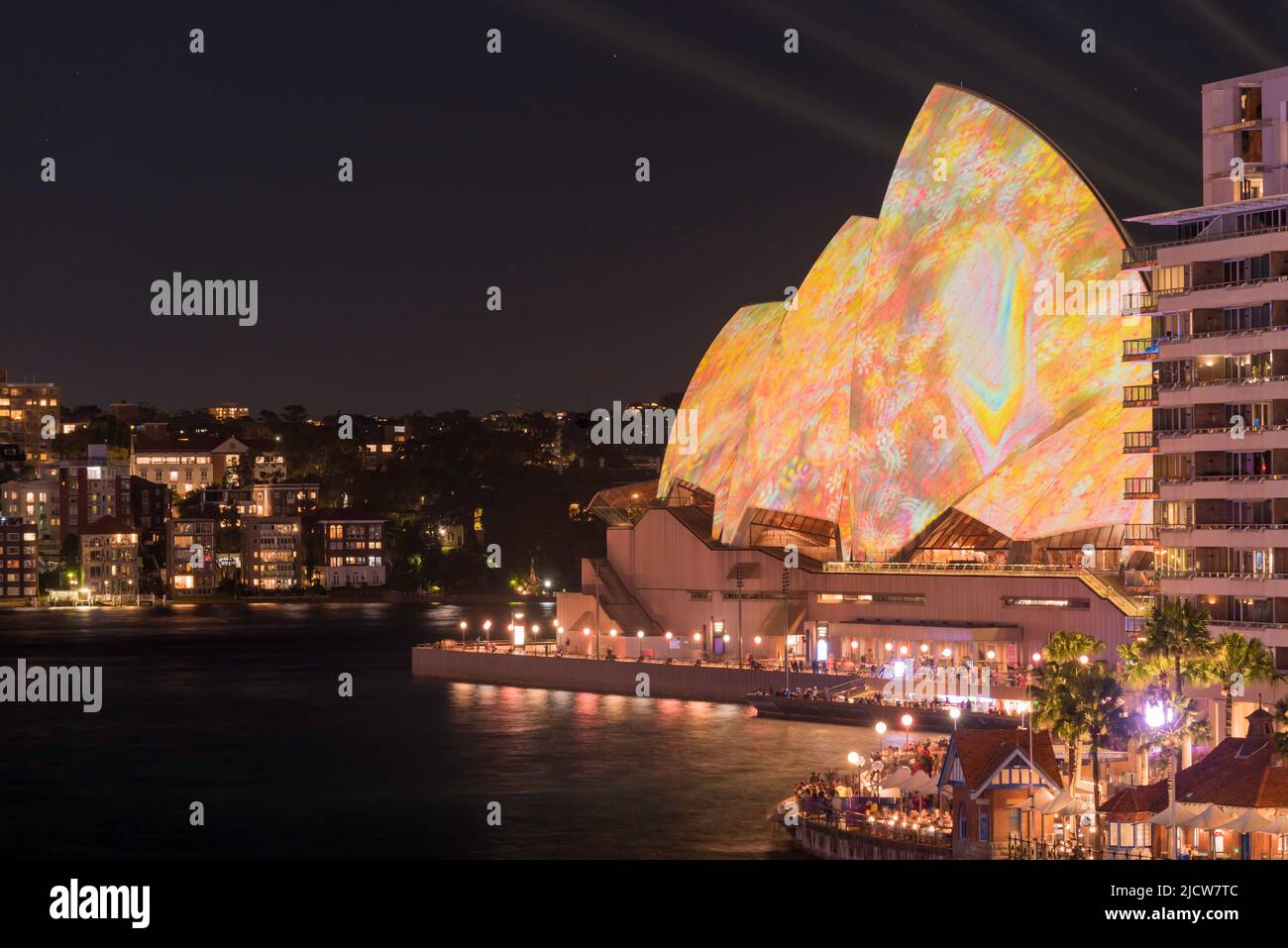 The Sydney Opera House and part of Circular Quay lit up with ...